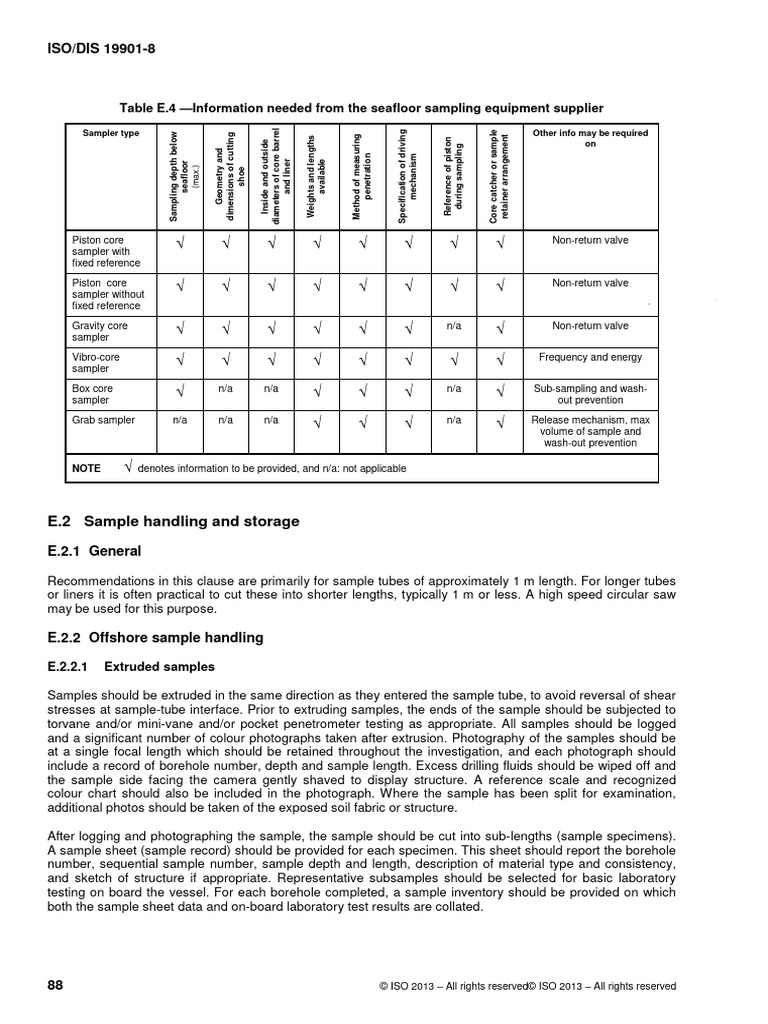 1.5 - Sample Handling and Storage - ISO 19901-82014 | PDF | Pipe (Fluid ...