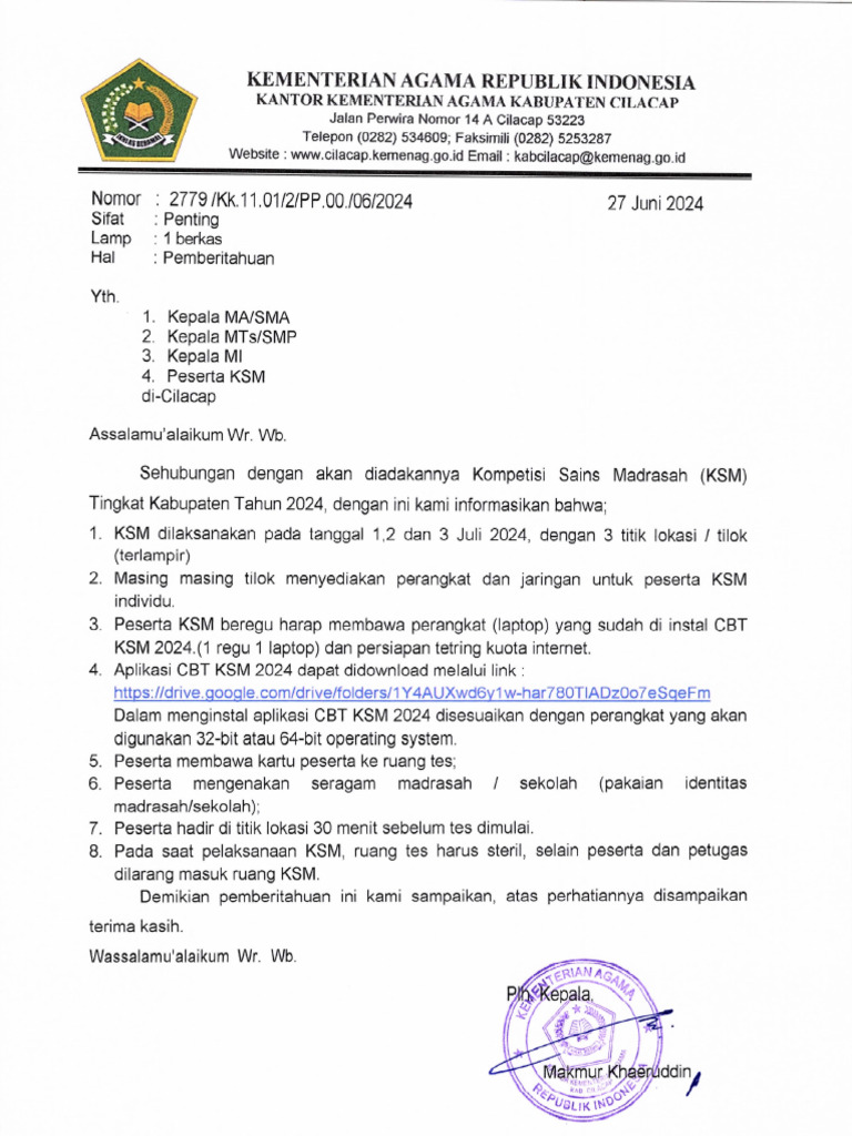 Surat Pemberitahuan KSM | PDF