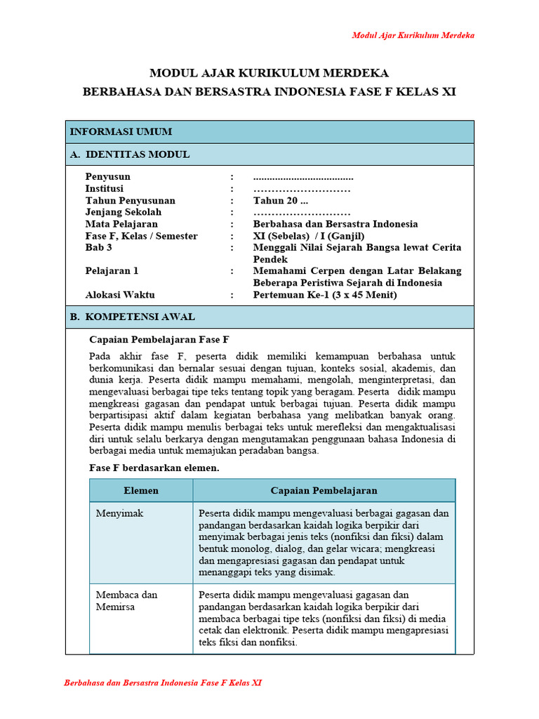 Modul Ajar Bab 3 | PDF | Kajian Bahasa Asing