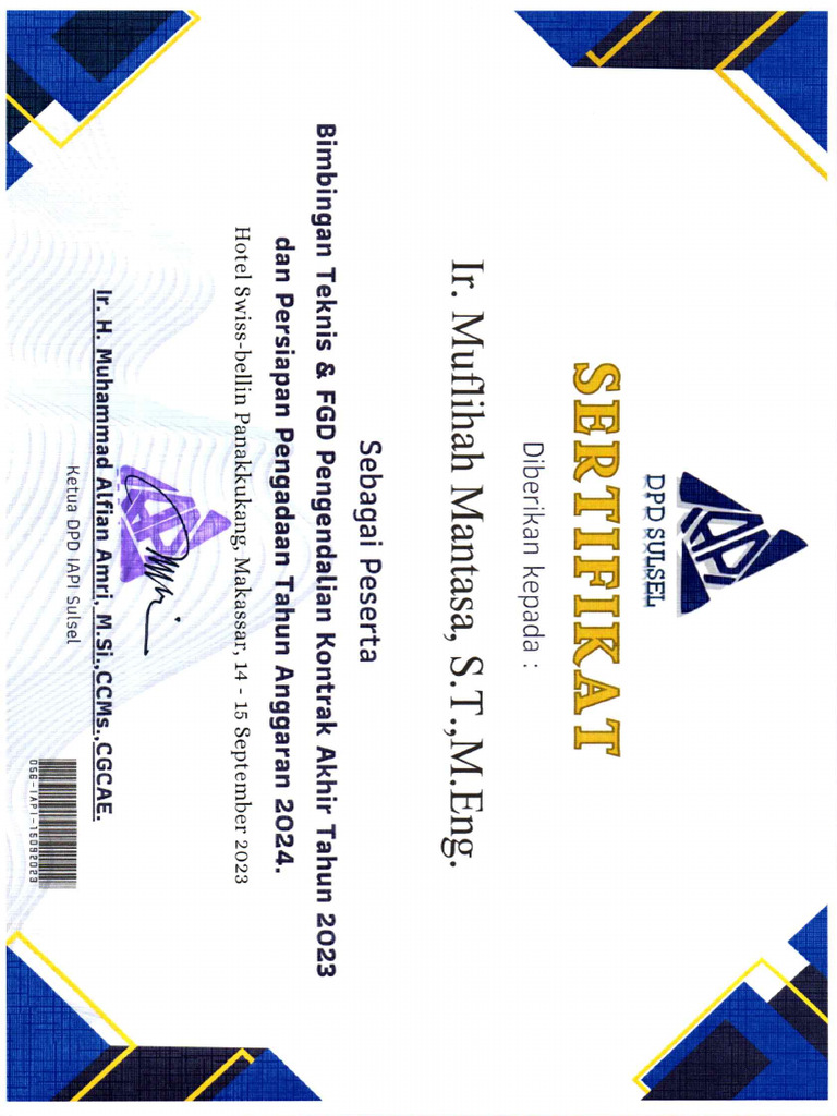 Sertifikat FGD - Muflihah Mantasa | PDF