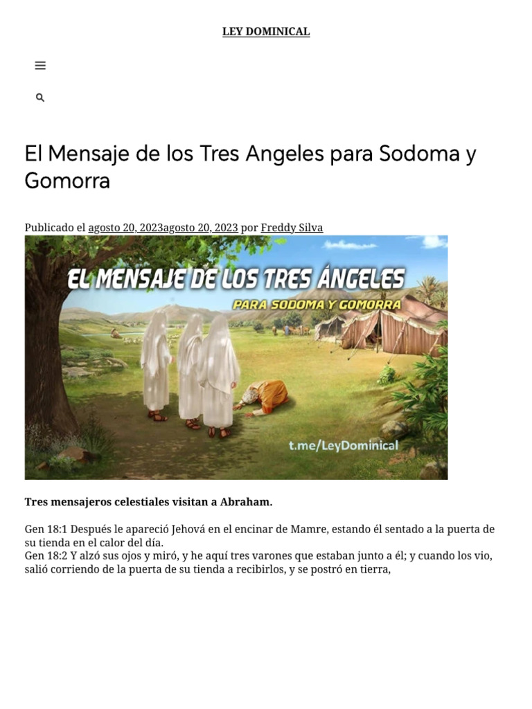 El Mensaje de Los Tres Angeles para Sodoma y Gomorra | PDF ...