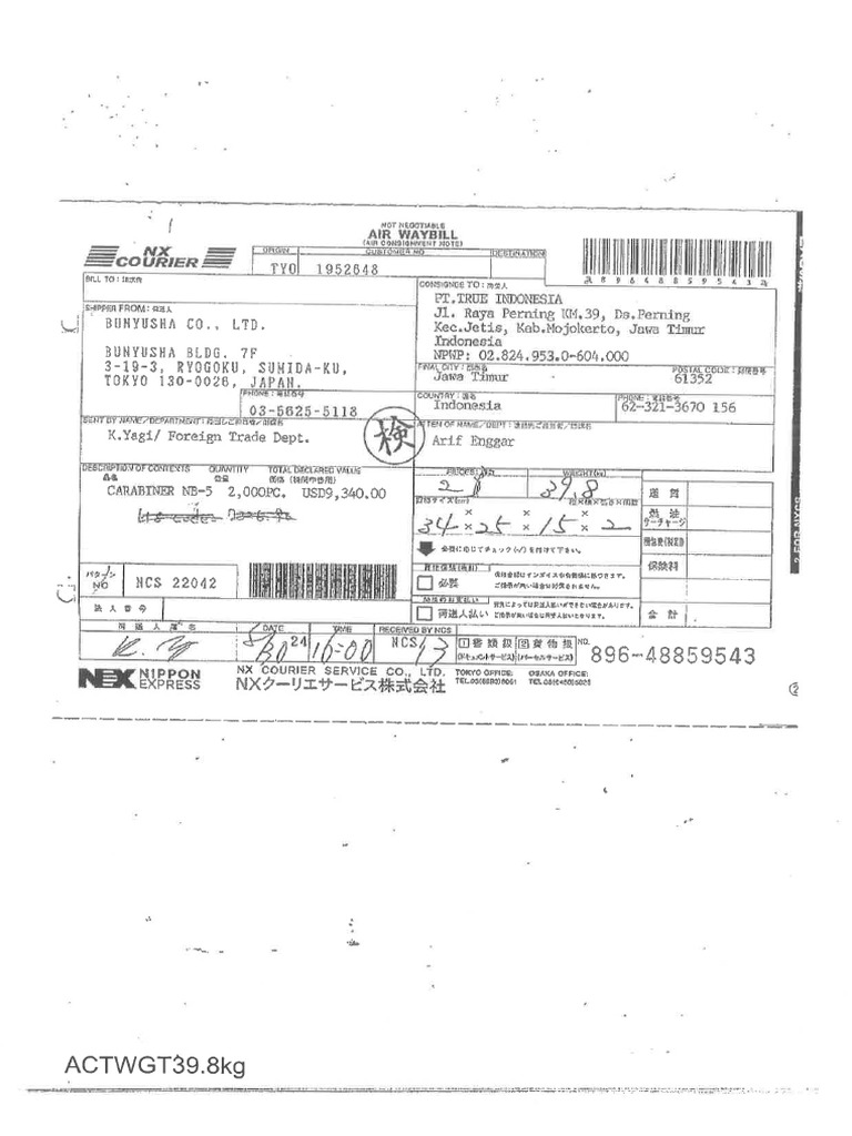 NOA True Indonesia Awb#89648859543 | PDF