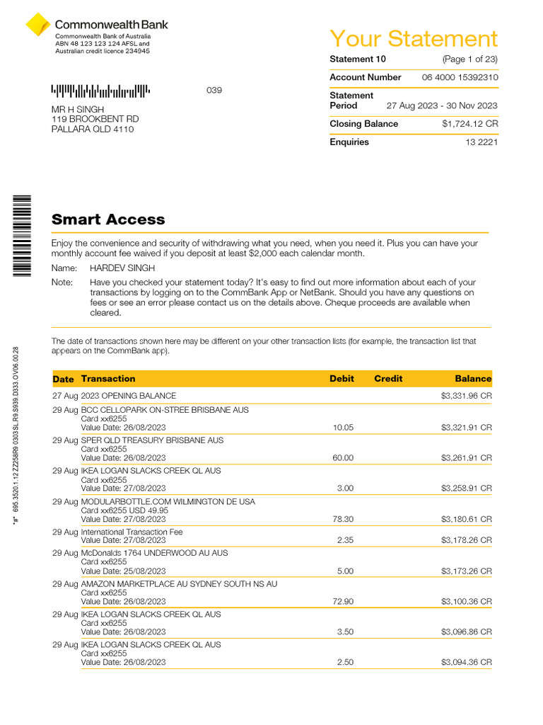AccountStatement 2023-11-30 | PDF | Debits And Credits | Credit Card