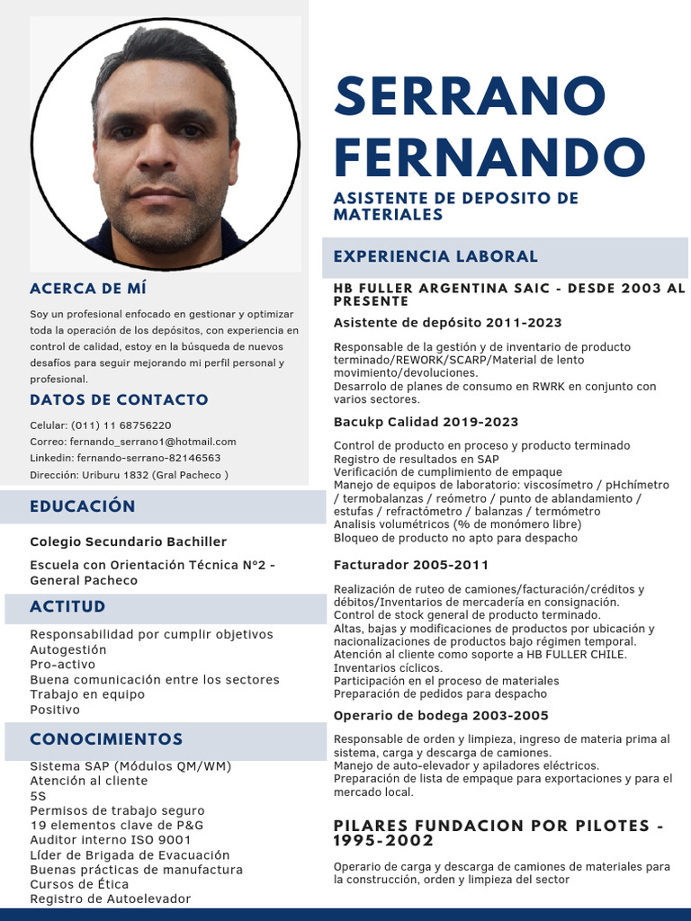 SERRANO FERNANDO CV Actualizado | PDF | Producción y fabricación
