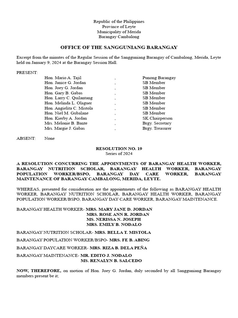 Resolution of Appointment of Tanod | PDF | Philippines