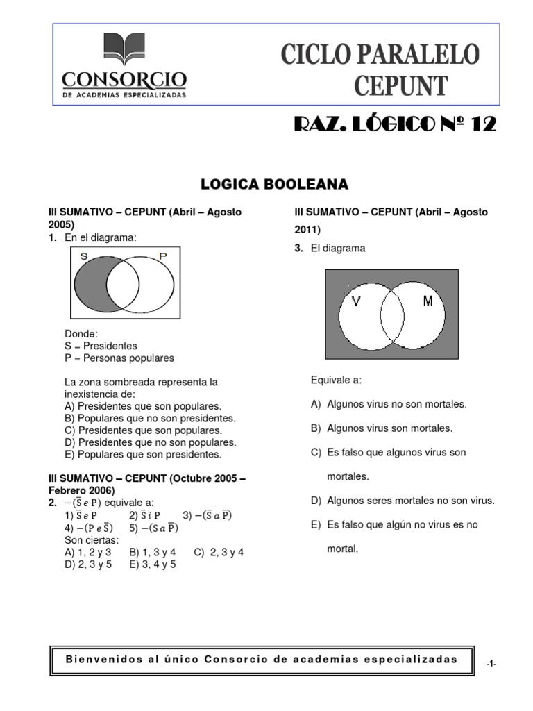 Ejercicios de Lógica Booleana y Diagramas de Venn | PDF | Lógica