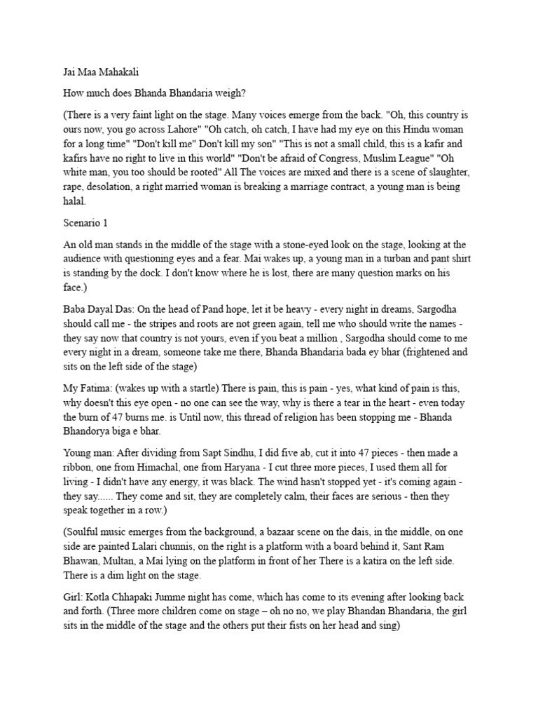Bhanda Bhandaria Play in English | PDF