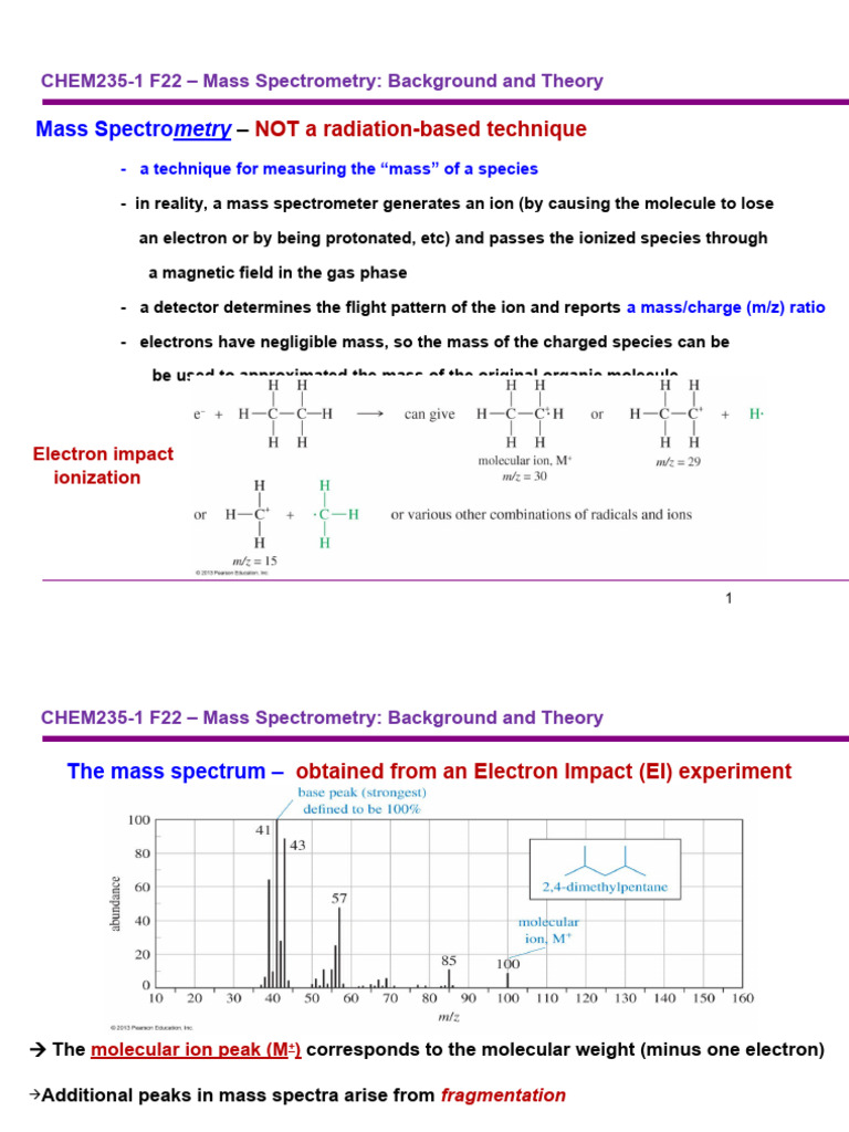 CHEM235-1 F22 Lecture #5 - MASS SPECTROMETRY Background and Theory ...