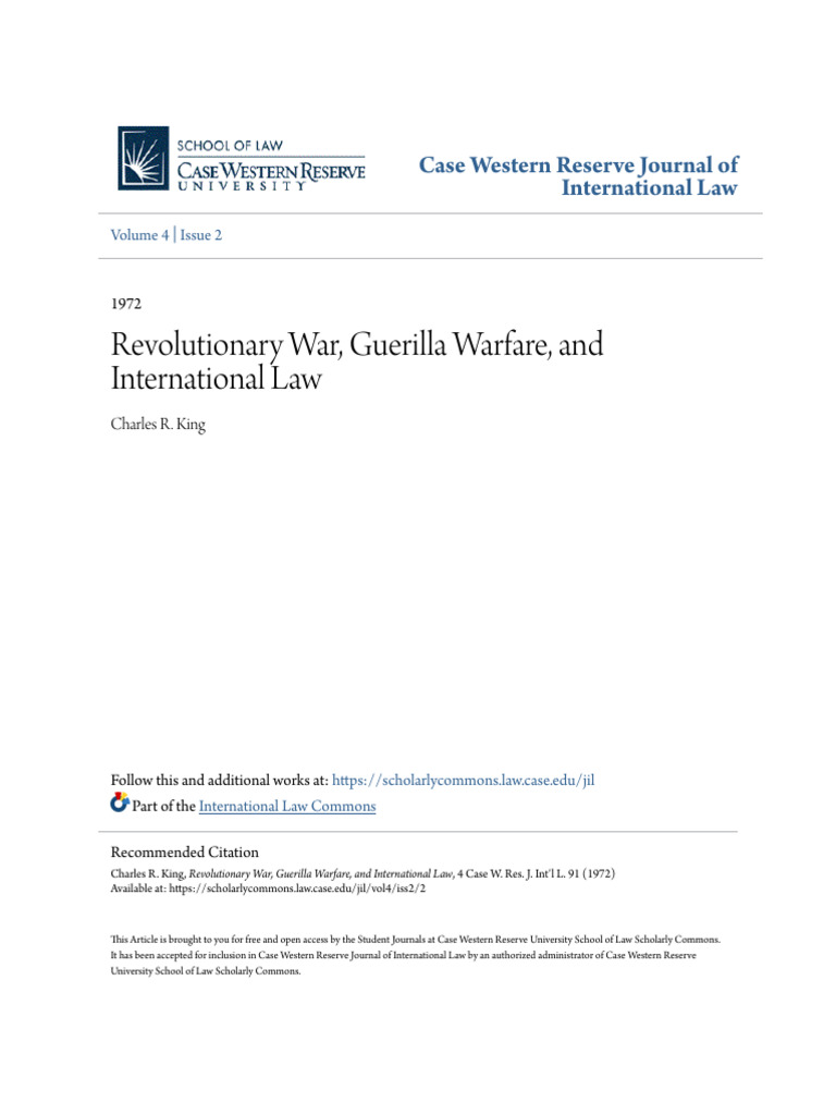 Revolutionary War, Guerilla Warfare, and International Law | PDF | Guerrilla Warfare | Geneva ...