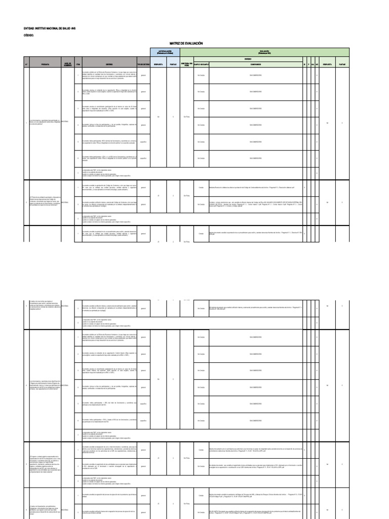 Anexo 1 Matriz de Evaluación - Resumen | PDF | Planificación