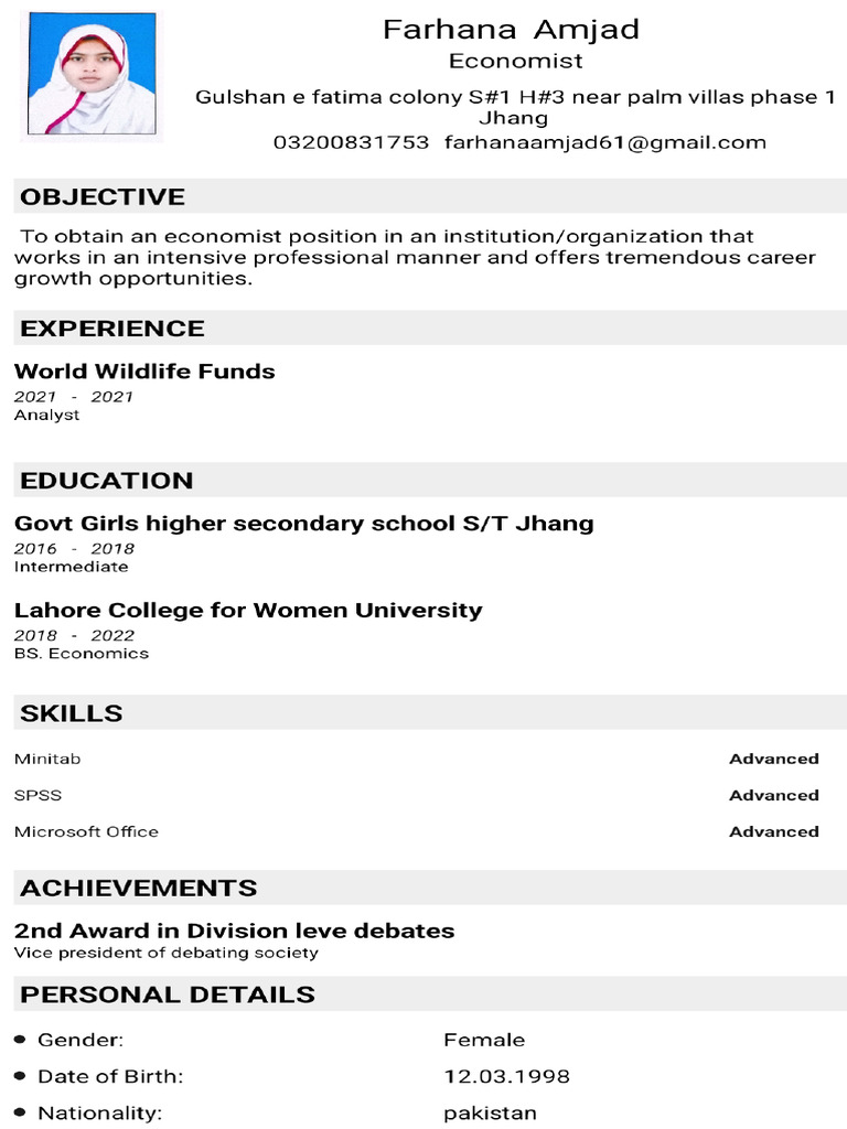 Farhana Resume 123 | PDF