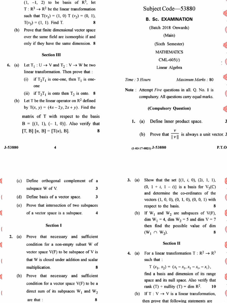 Linear Algebra | PDF | Linear Subspace | Basis (Linear Algebra)
