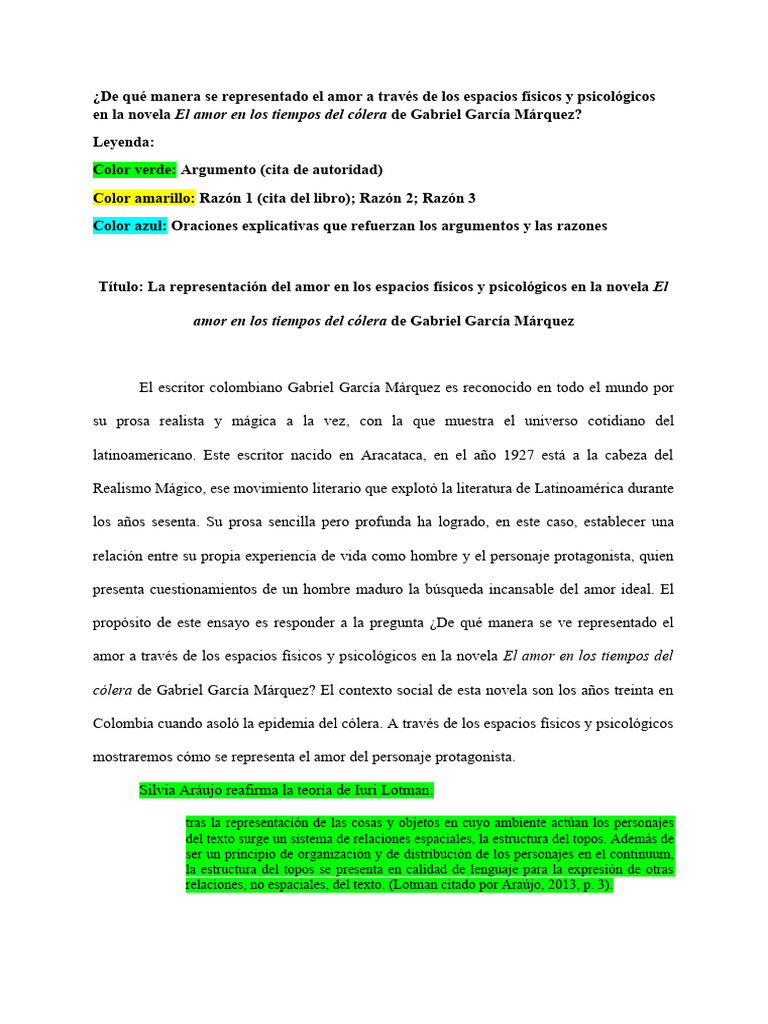 Ejemplo de Ensayo Literario | PDF | Gabriel García Márquez | Amor Ejemplo de Ensayo Literario | PDF | Gabriel García Márquez | Amor