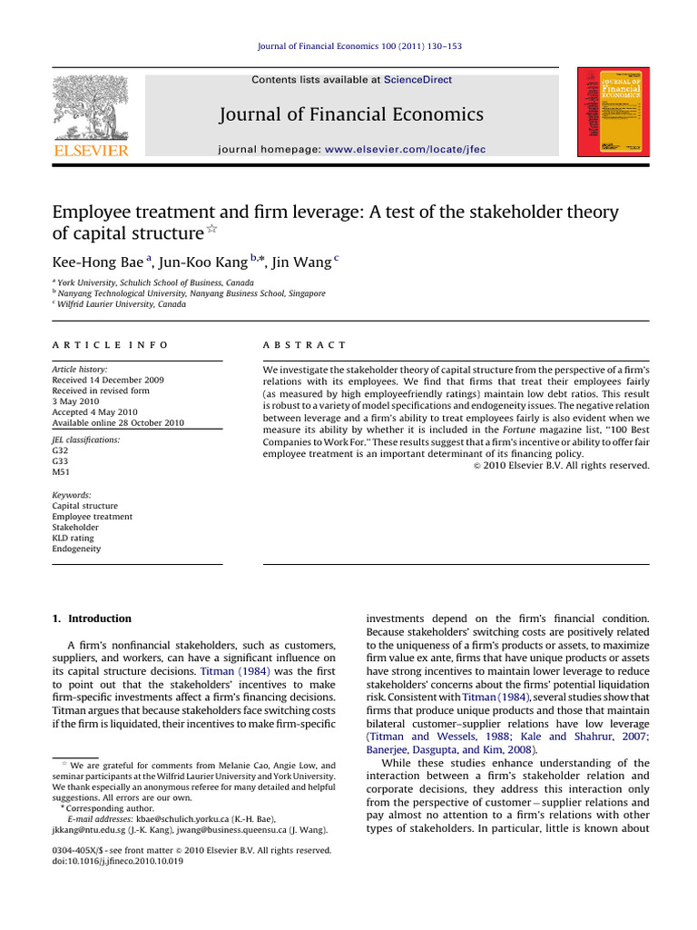 Bae Et Al | PDF | Capital Structure | Employment