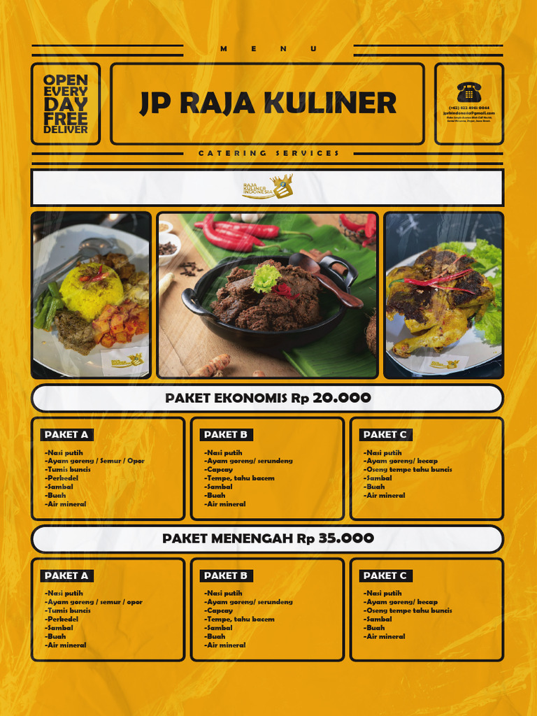Full Menu Package JP Raja Kuliner Indonesia | PDF | Memasak, Makanan ...