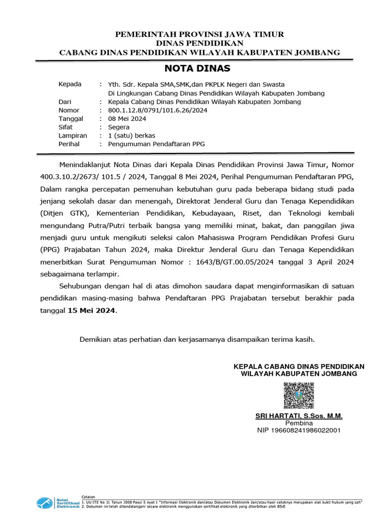 Nodin Pendaftaran PPG Prajab 2024 | PDF