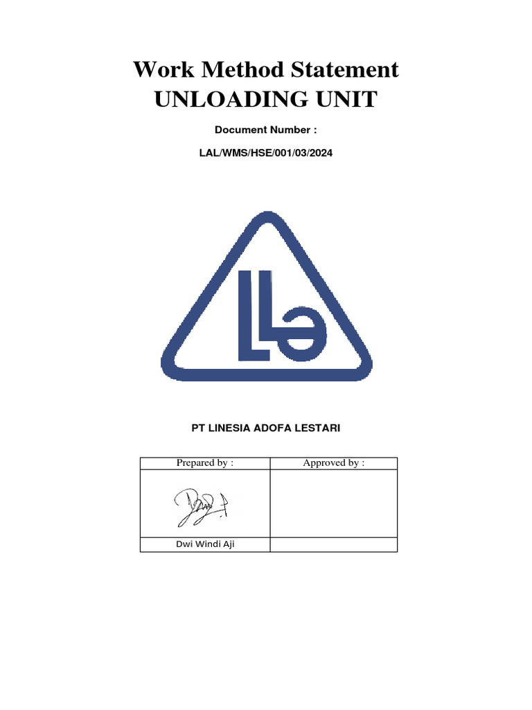 LAL-WMS-HSE-001-3-2024 WMS Unloading Unit - RII | PDF | Personal Protective Equipment | Safety