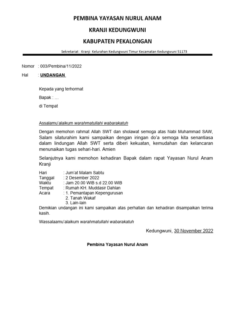 Surat Nomor 003 | PDF