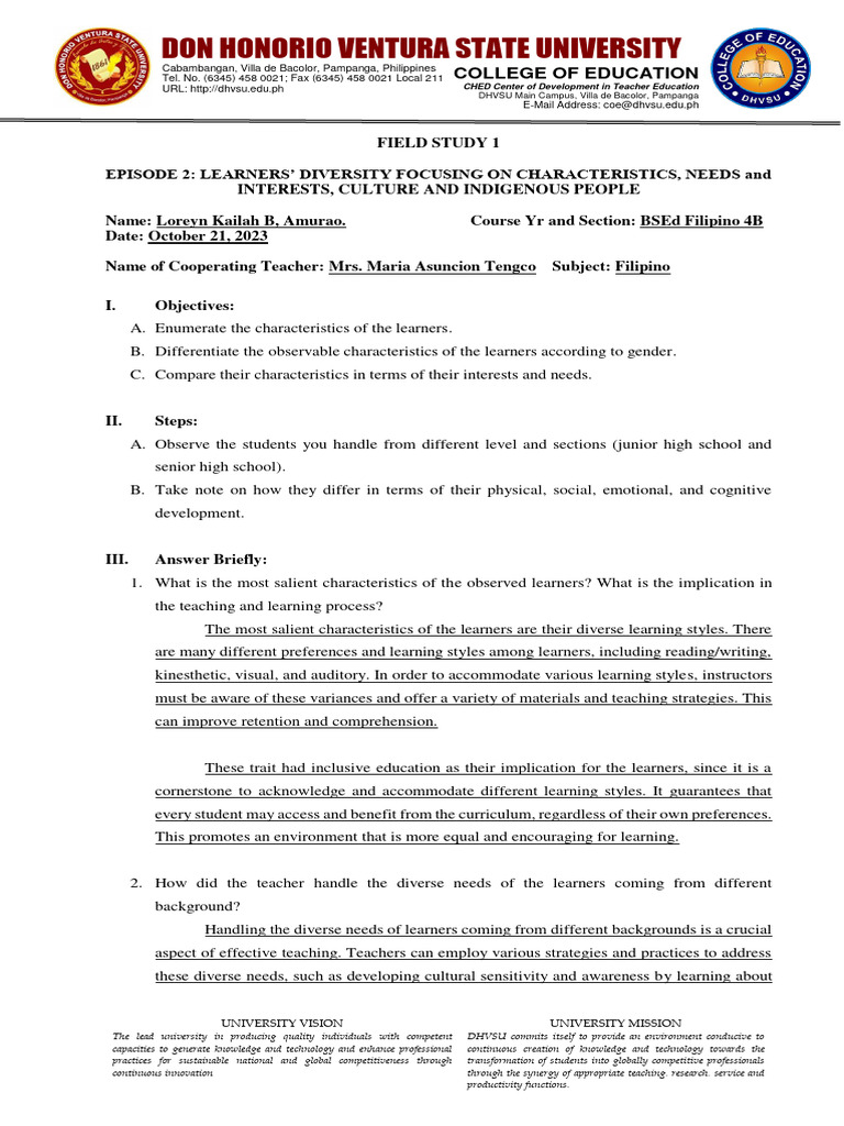 FS1-Episode-2-Act.1-AMURAO, Loreyn Kailah B | PDF | Teachers | Learning