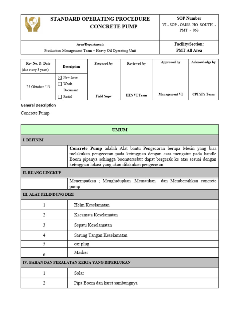 Sop Concrete Pump-1 | PDF