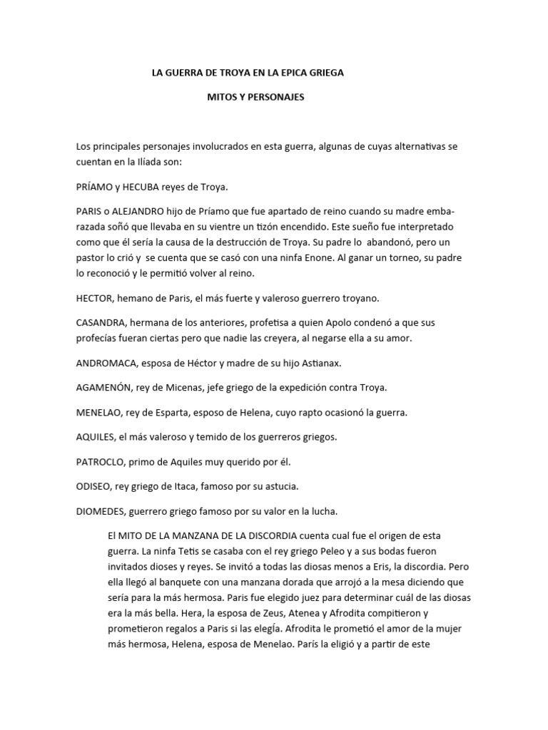 La Guerra de Troya en La Literatura Griega | PDF | Aquiles | guerra troyana La Guerra de Troya en La Literatura Griega | PDF | Aquiles | guerra troyana