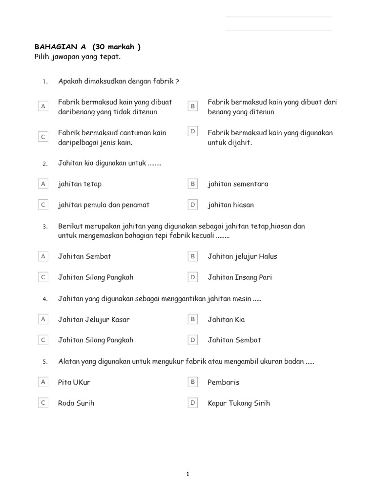 RBT Tahun 5 Peperiksaan Penggal 1 | PDF