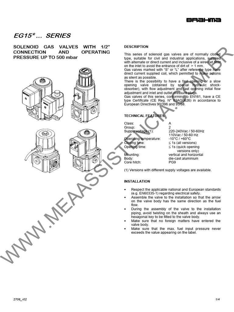 VALVULA SOLENOIDE BRAHMA Eg15 Manual | PDF | Valve | Electricity