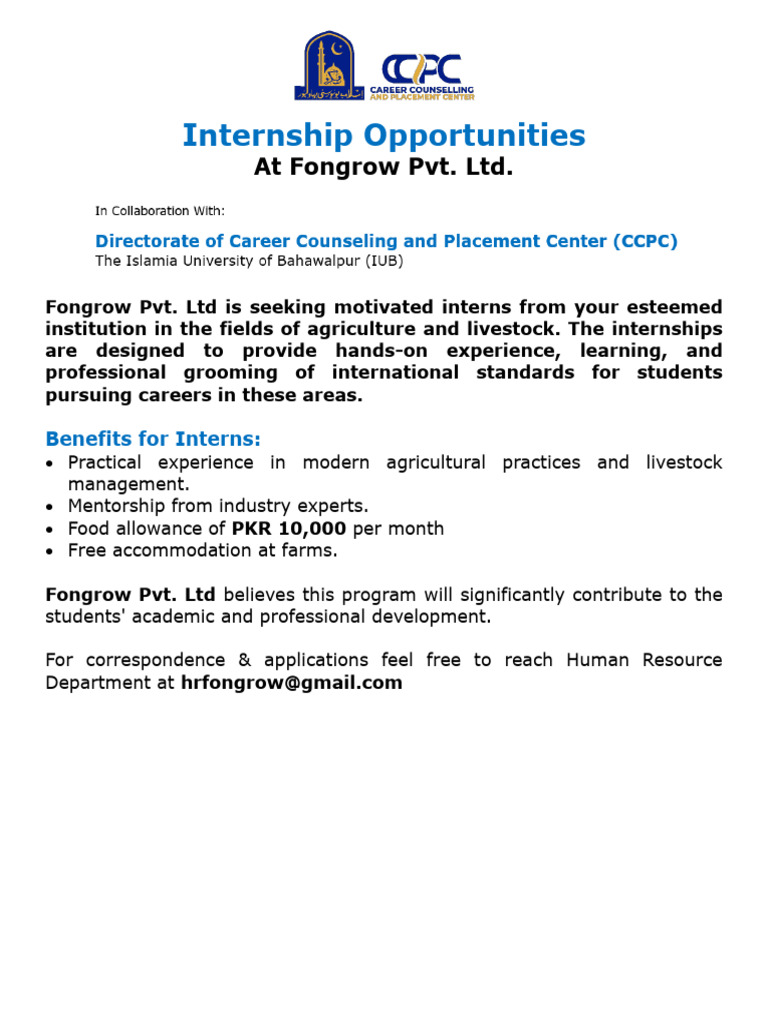 Internship Opportunities at FunGrow Agri | PDF | Business | Technology ...