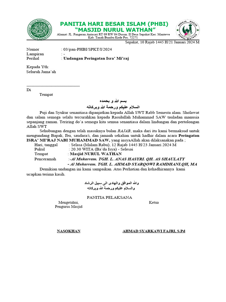 UNDANGAN Phbi Nurul Wathaan - Copy - 095132 | PDF