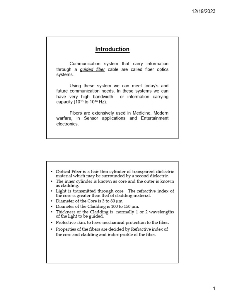 Applied Physics - Fiber Optics Notes | PDF | Optical Fiber | Dispersion ...