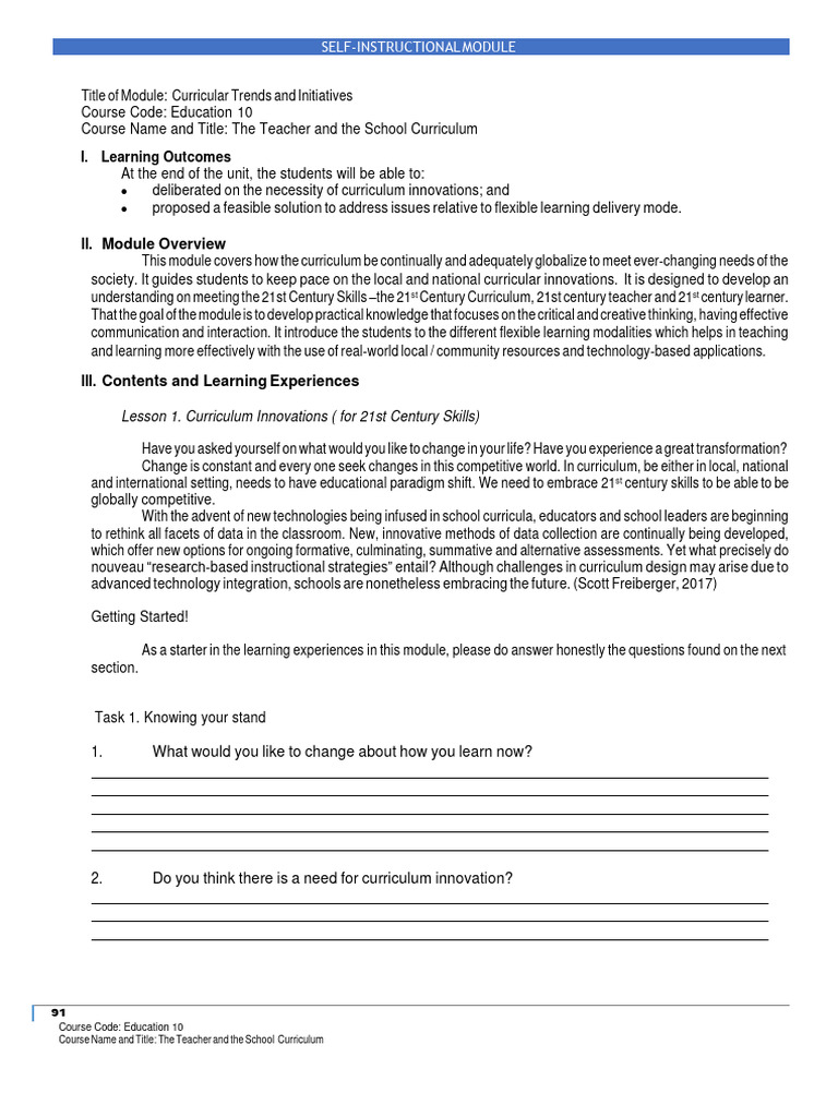 Unit 5 Curricular Trends and Initiatives | PDF | Educational Technology ...