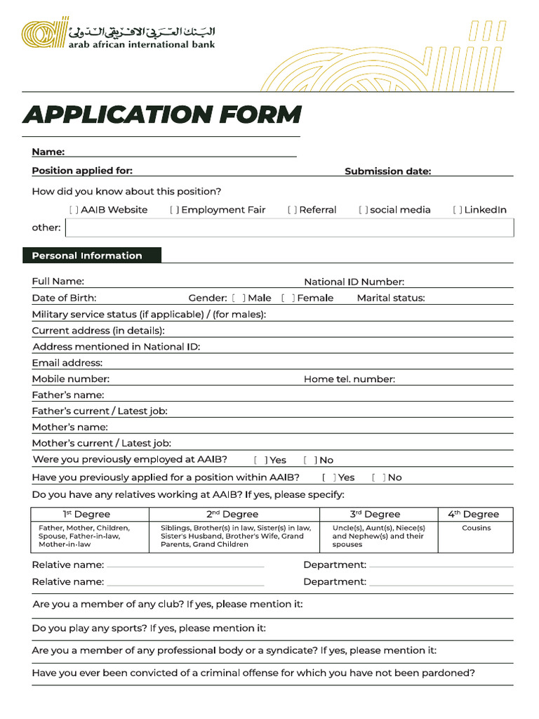 Hiring Application Form | PDF
