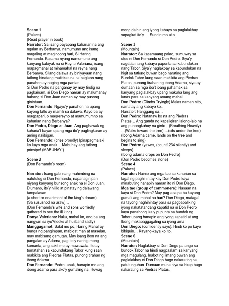 Ibong Adarna Script | PDF