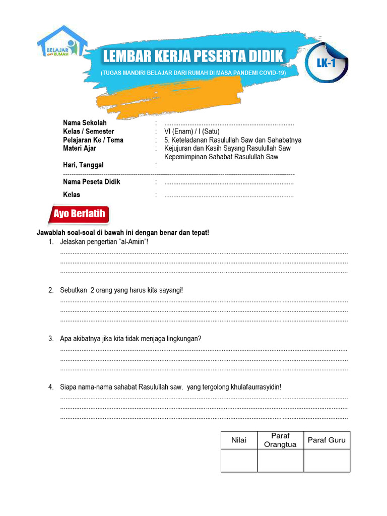 LKPD Kelas 6 Sem 1 | PDF