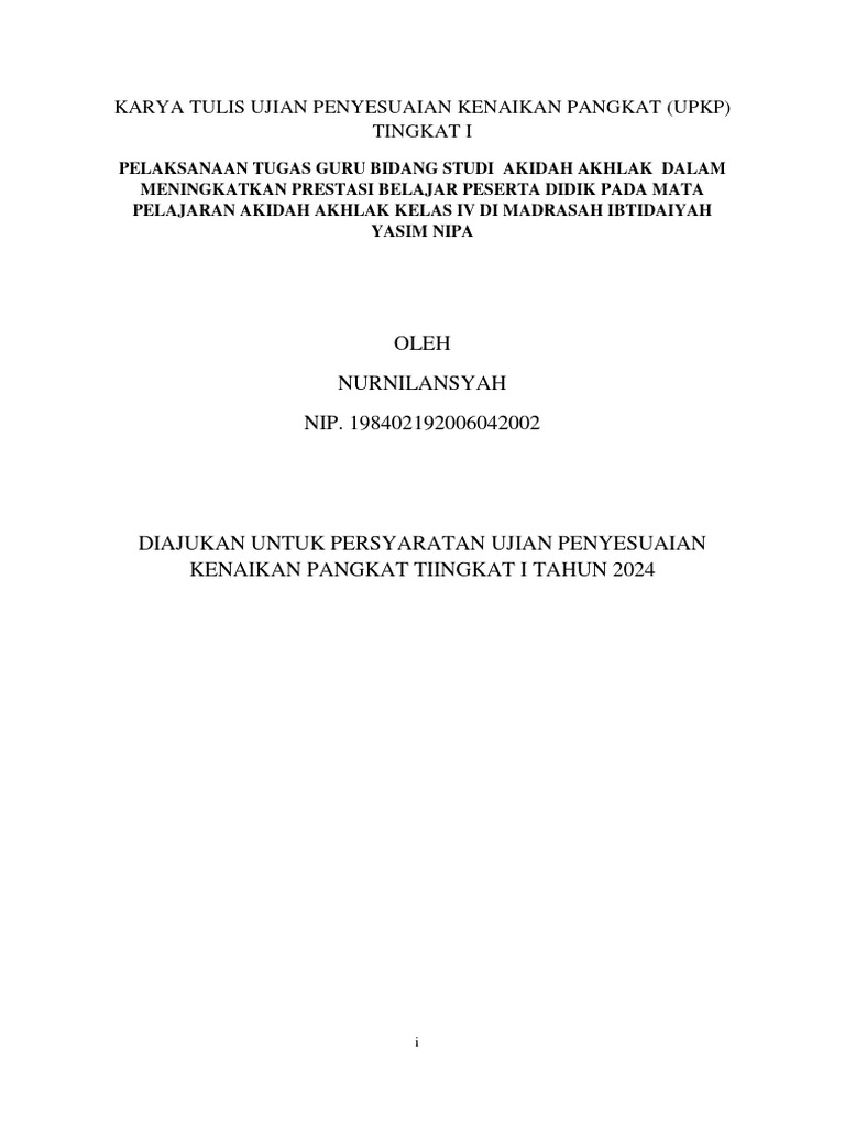 Karya Ilmiah Upkp 2024 | PDF
