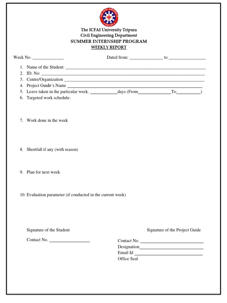 Weekly Report Format | PDF