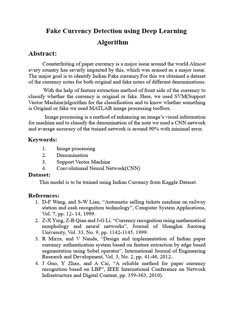Indian Fake Currency Detection AI | PDF | Artificial Neural Network ...