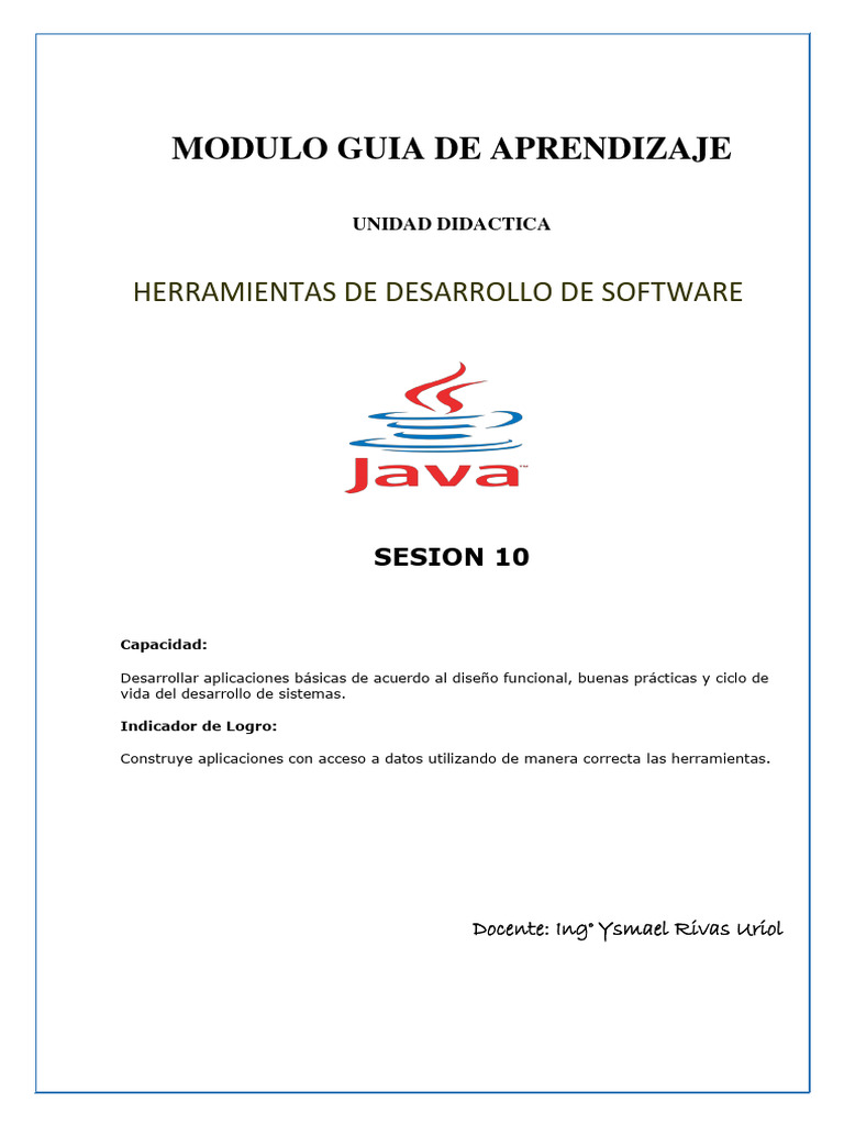 Guia de Aprendizaje Herramientas de Desarrollo de Software - Sesion 10 - 2024 I | PDF ...
