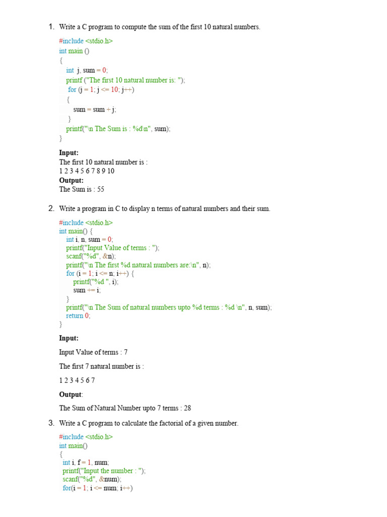 Examples of Cprograms | PDF | Computer Engineering | Computer Libraries