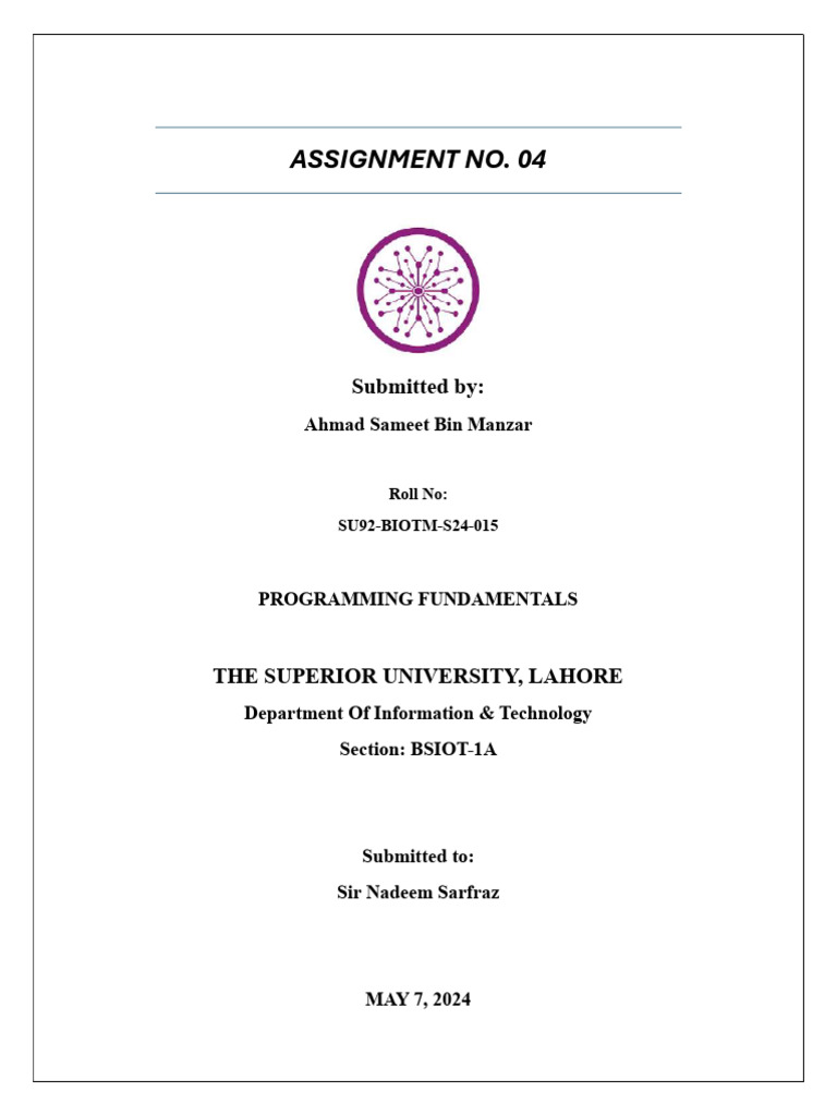Pf Assignment Pdf Namespace Computer Programming
