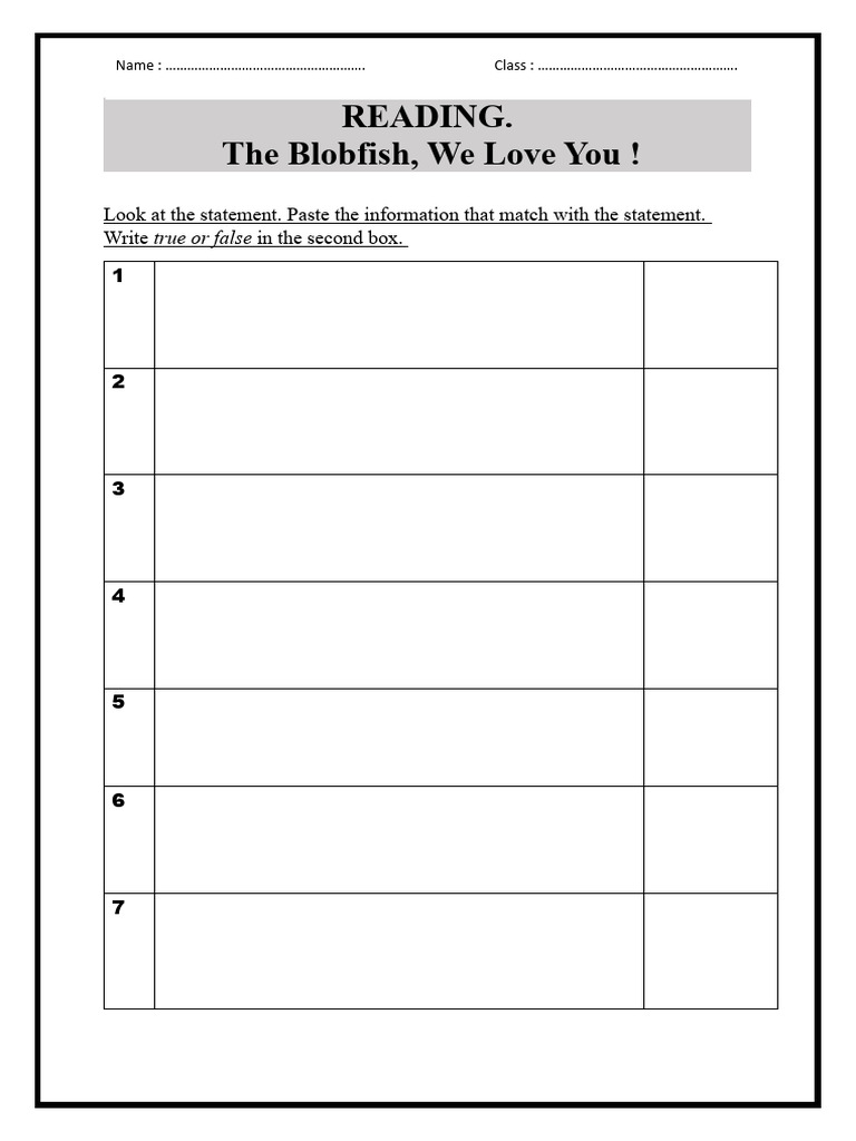 Reading. The Blobfish, We Love You ! | PDF