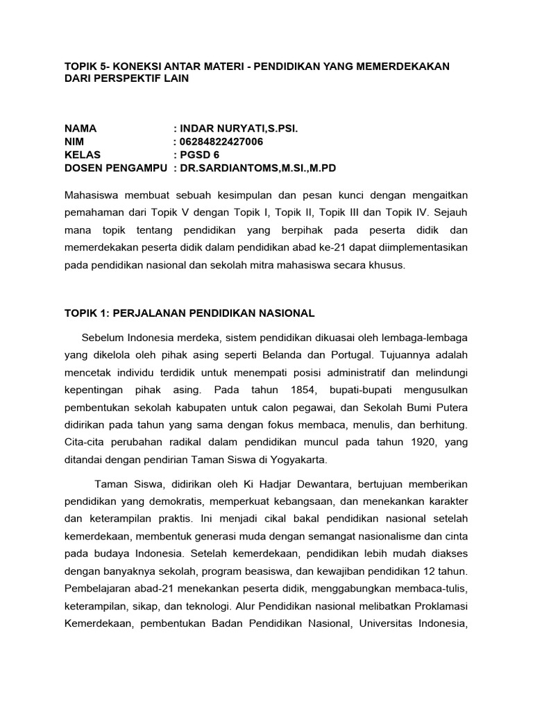 Topik 5-Koneksi Antar Materi-Fpi-Indar | PDF