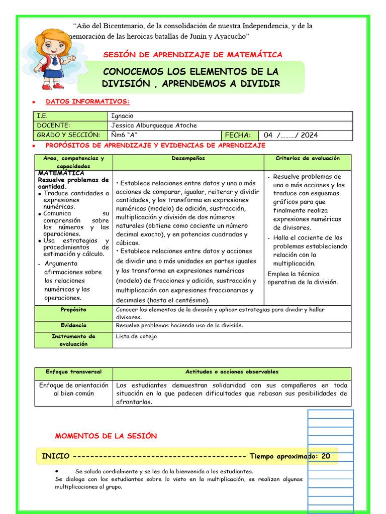 Ses-Mierc-Mat-Conocemos Los Elementos de La División, Aprendemos A ... Ses-Mierc-Mat-Conocemos Los Elementos de La División, Aprendemos A ...