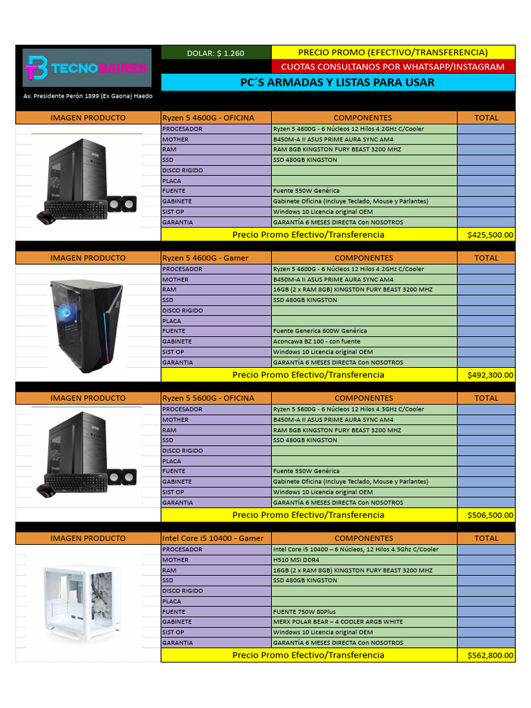 Tecnobaireshop - Catalogo de Productos | PDF | USB | Memoria de acceso aleatorio