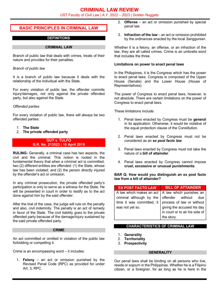 Criminal Law Principles Overview | PDF | Criminal Law | Mens Rea