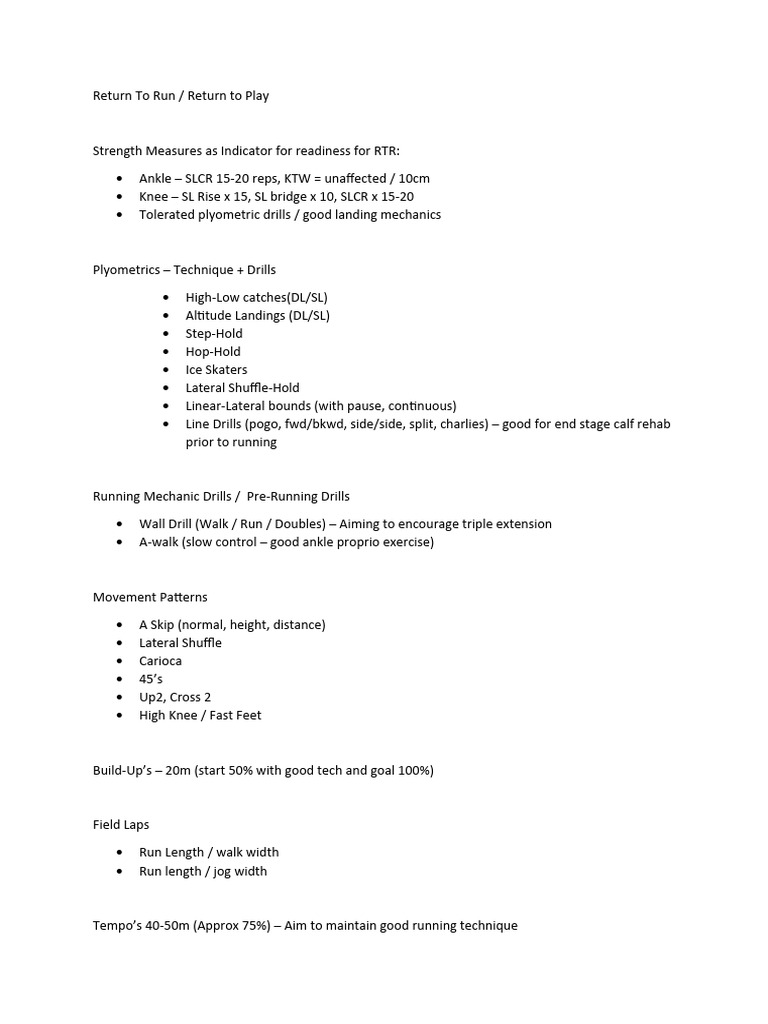 Return To Run and Return To Play | PDF | Teaching Methods & Materials
