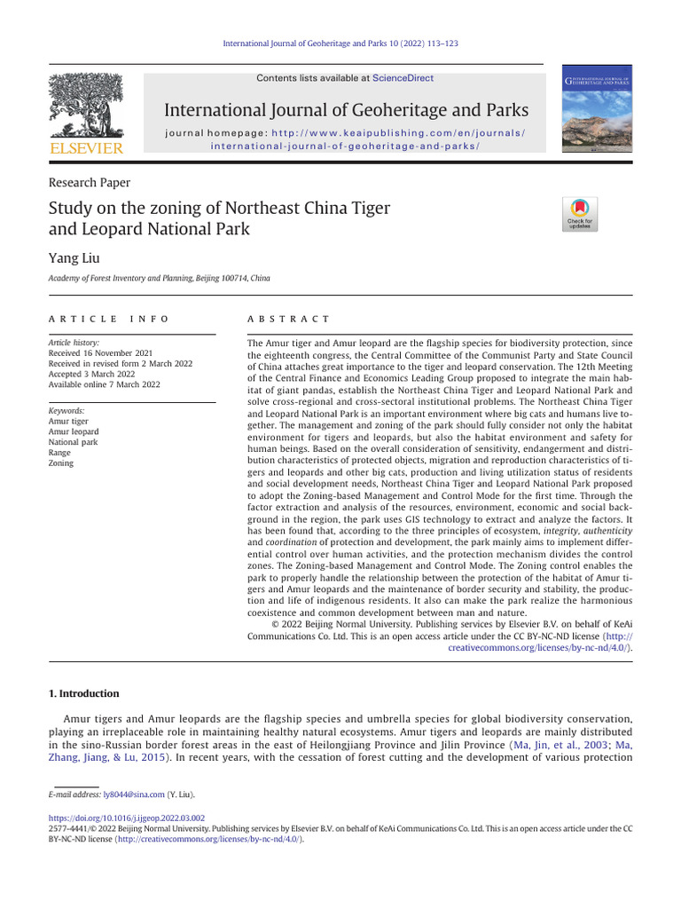 Study On The Zoning of Northeast China Tige - 2022 - International ... Study On The Zoning of Northeast China Tige - 2022 - International ...