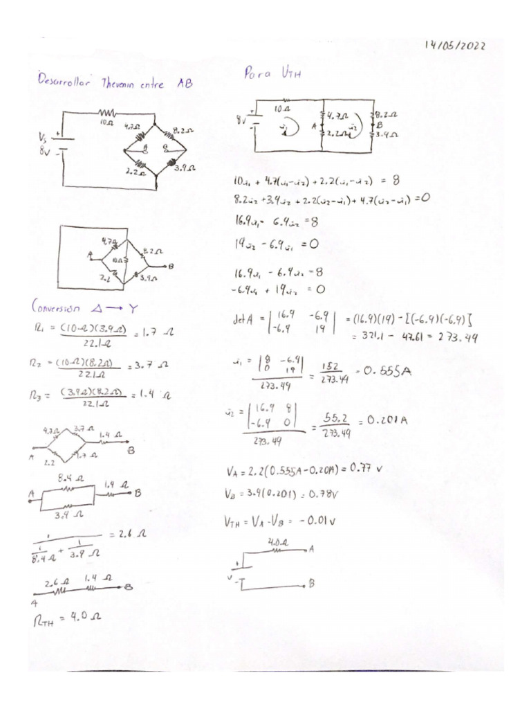 Teorema de Thevenin - Ejercicio | PDF