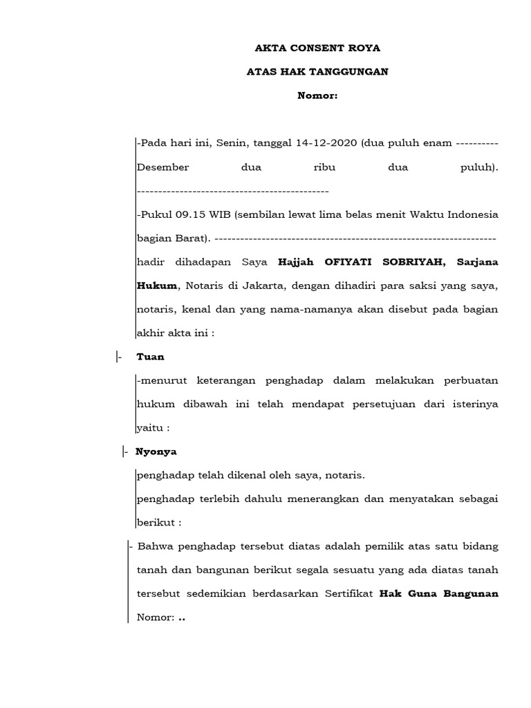 Akta Consent Roya | PDF