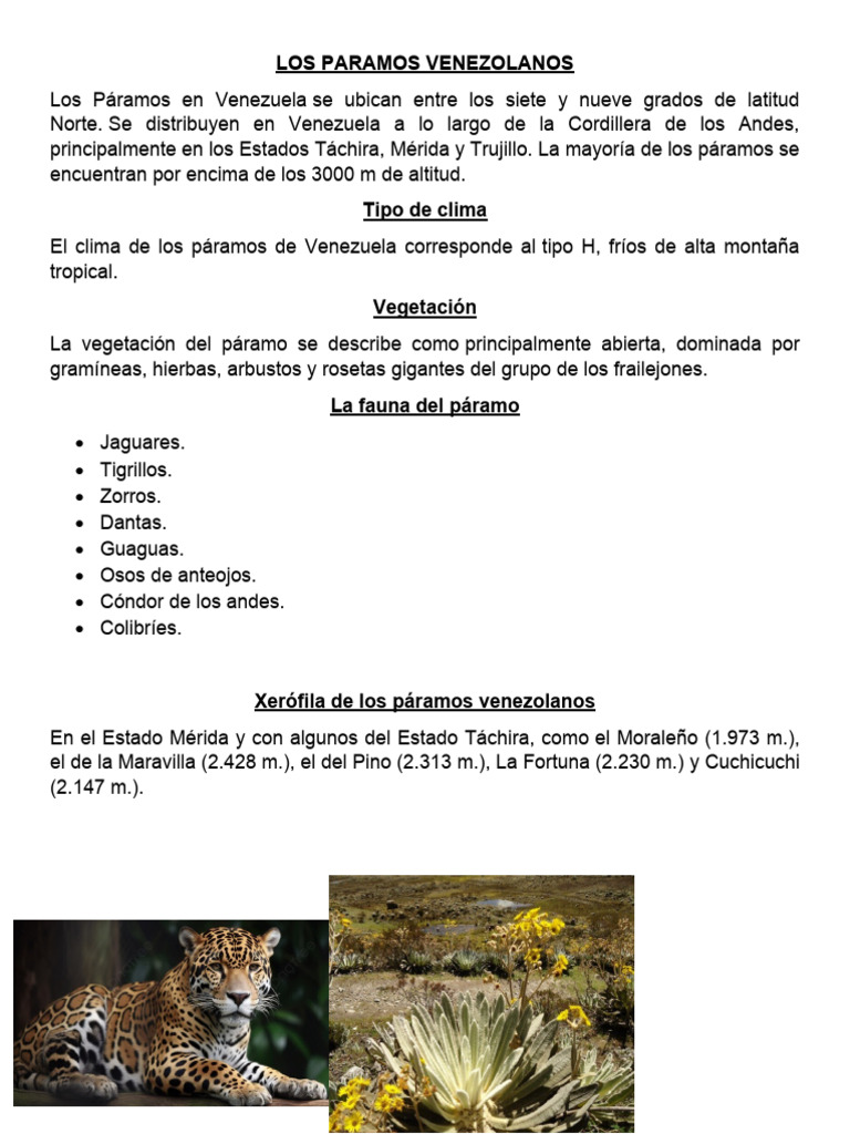 Páramos Venezolanos: Flora y Fauna | PDF